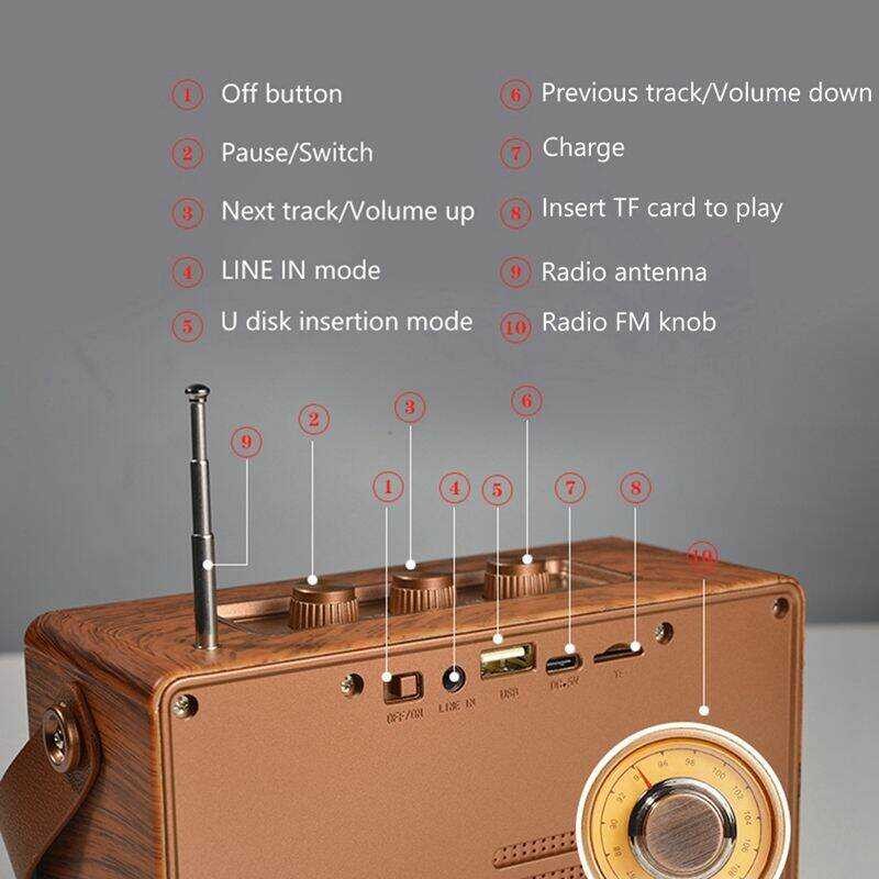 Set 1 Retro FM Portable Wooden Bluetooth Radio Bass Speaker Handsfree ...