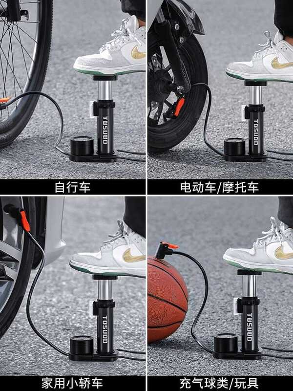 Stepping on a universal high-voltage electric scooter portable pump ...
