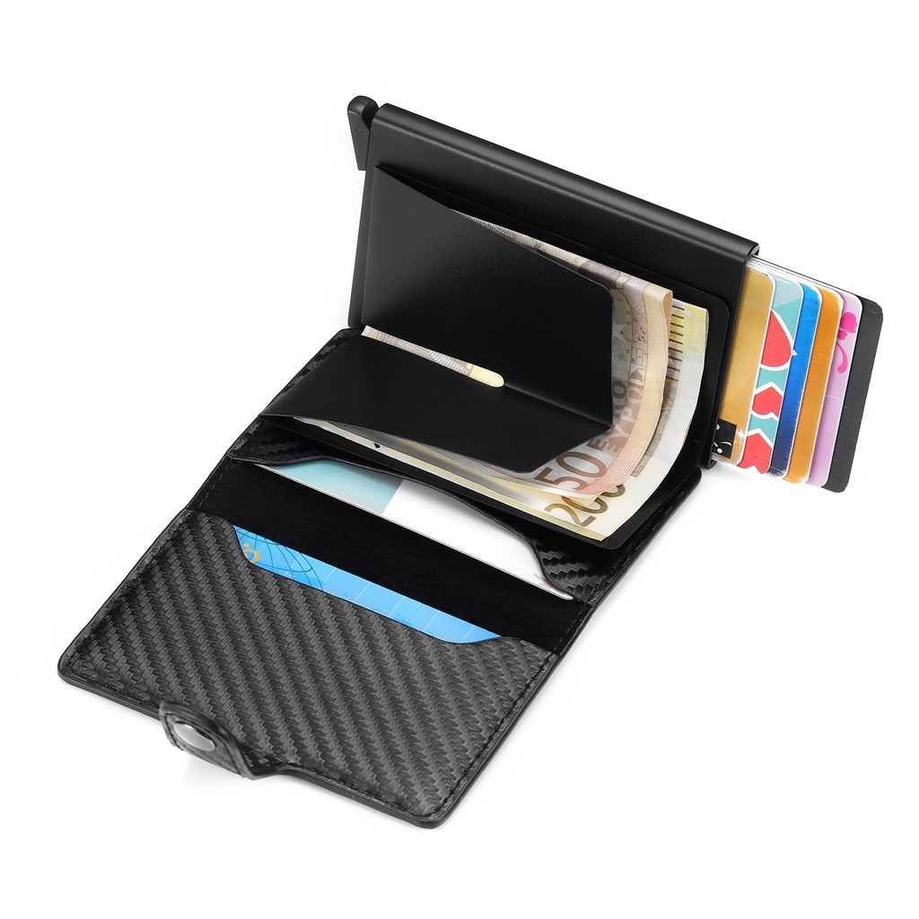 Rfid Automatic Pop-up Card Holder Wallet for Men Carbon Fiber Credit ...