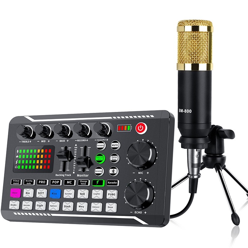 DJ Equipment Microphone Sound Card Console Studio Sound Card Kit Cable ...