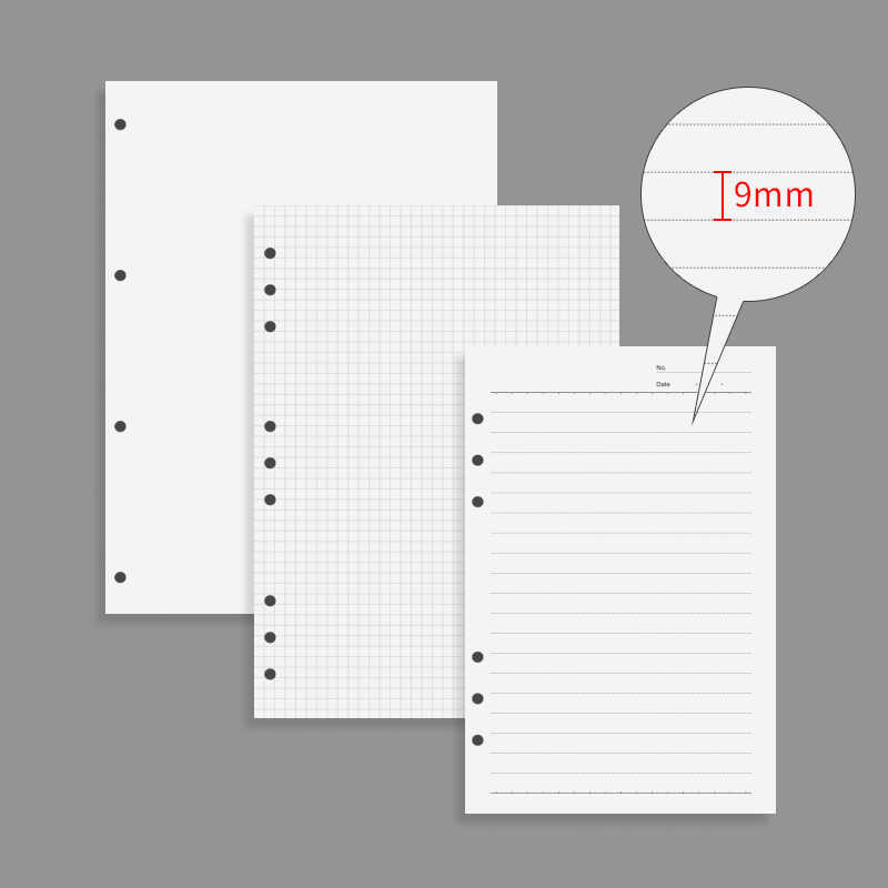Loose leaf paper sa halip ng core b5, malaking spacing, horizontal grid ...