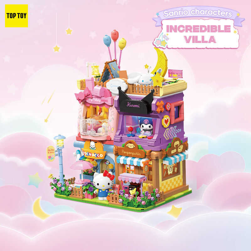 々 TOPTOY Sanrio Kuromi HELLO KITTY Melody Cinnamoroll Pochacco Assembg block toys scene Building ...