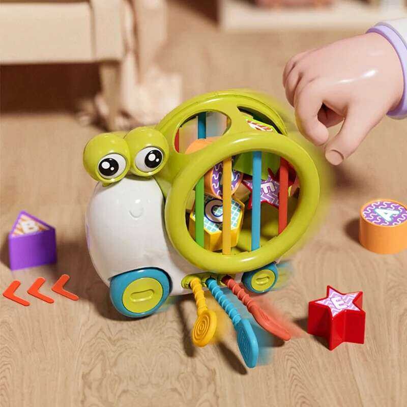 Baby Snail Sensory Shape Sorter Blocks Pull String Toy Cartoon Storage ...