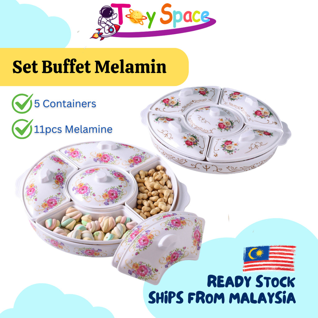 TOYSPACE Set Buffet Melamine 5 in 1 Set Melamin Party Serving Set ...