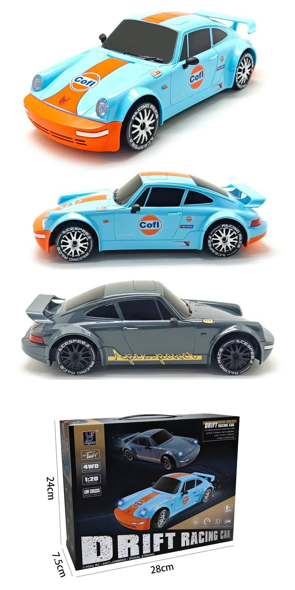 Porsche 993 Wide Body 4WD RC Drift Racing Car Toy Proportional Throttle ...