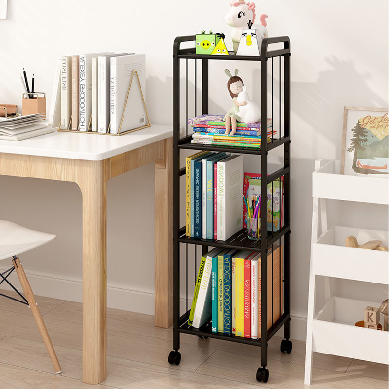 Movable Bookcase Rack Bedroom 2/5 Layer Storage Rack Metal Shelves ...