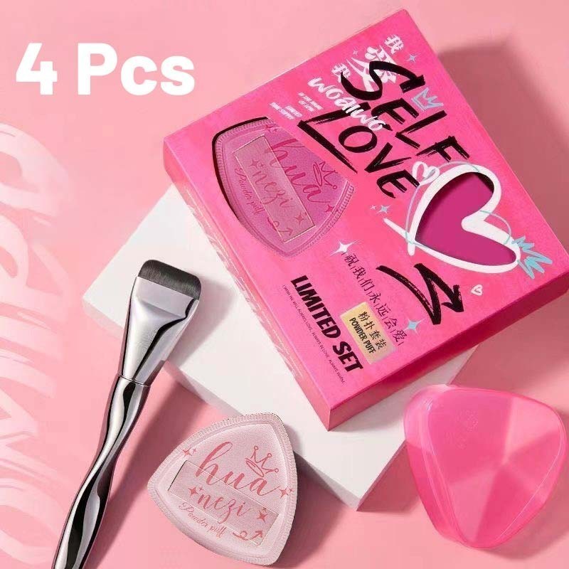 FEPO 5pcs/set Flat Top Makeup Brush Set Mini Powder Puff Professional ...