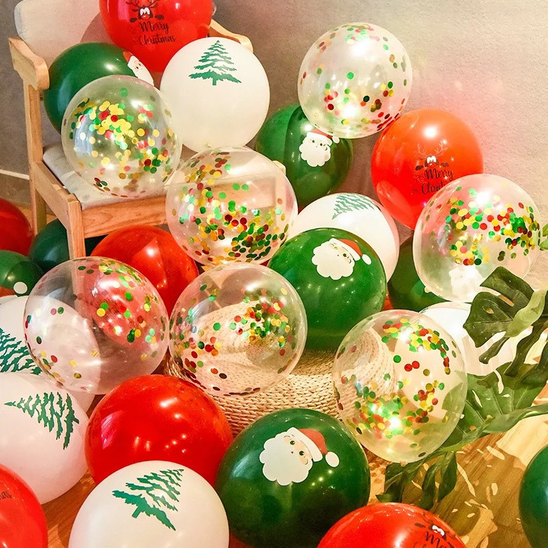 30Pcs Christmas Balloons Set 12 Inch Red Green White Latex Balloons ...