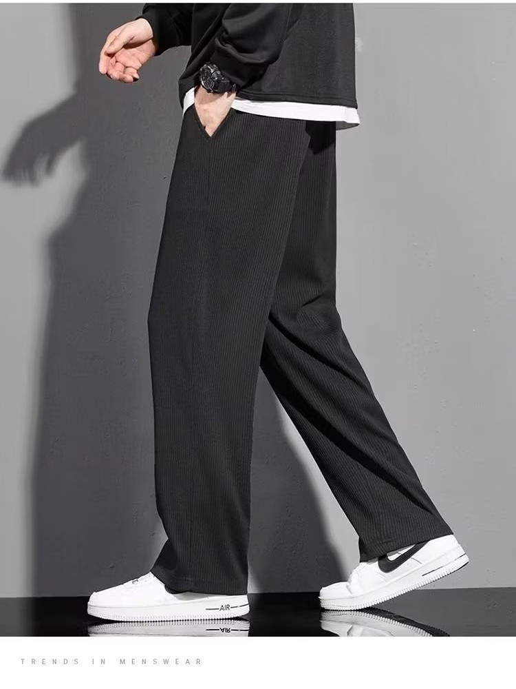 M-5XL Plus Size Unisex Ice Silk Smooth Loose Casual Long Pants for Men ...
