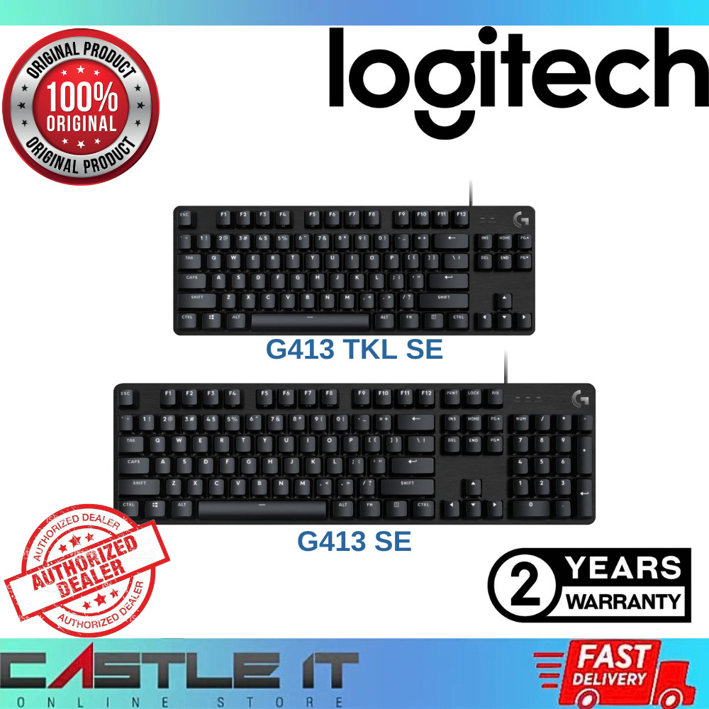 Logitech G413 SE Full Size or TKL Mechanical Tactile Keyboard Wired ...