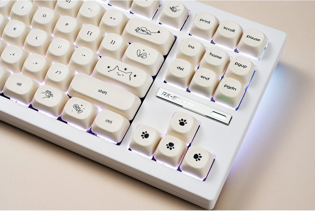 Milky Cat Keycap MOA Profile 124 Keys PBT Dye Sublimation Mechanical ...
