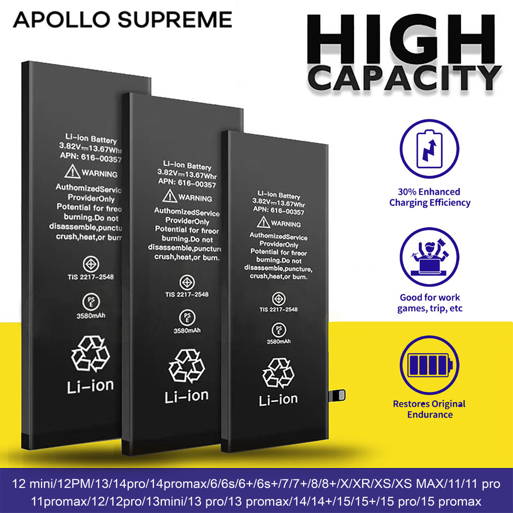 Apollo supreme XS MAX 3180mAh Standard High Capacity Replacement ...