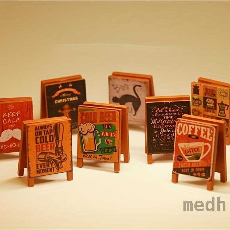 Mini Simulation Signboard Milk Tea Coffee Shop Fun Wood Signage Vintage ...
