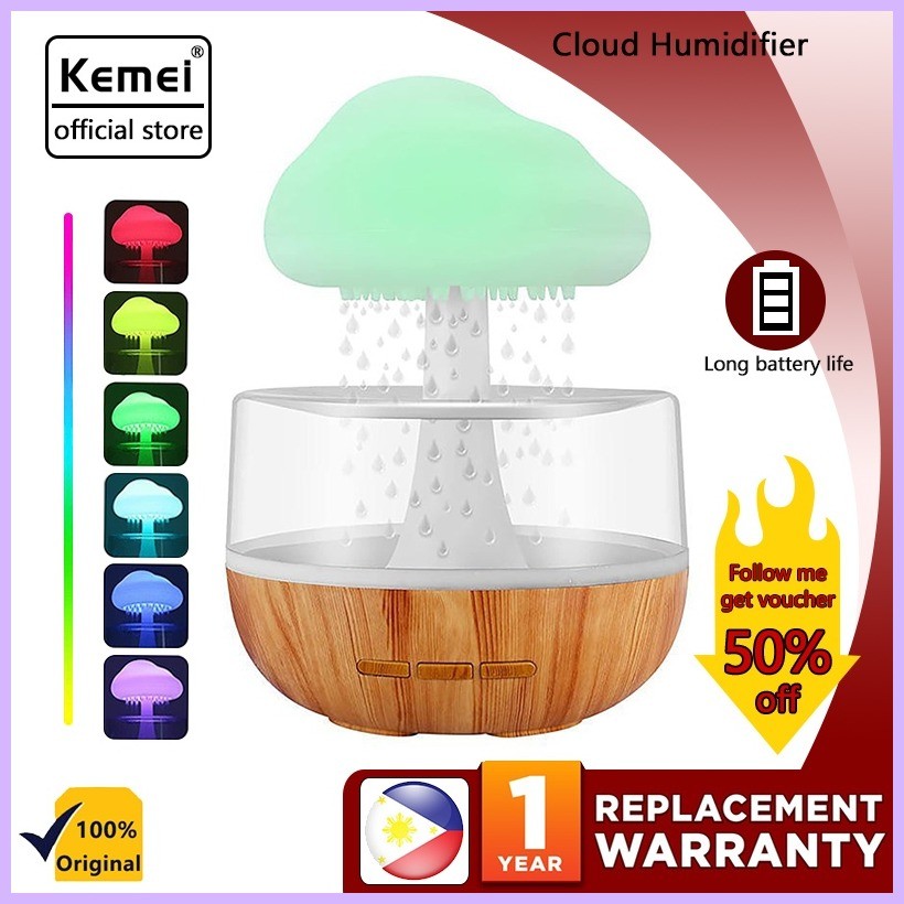 Raindrop Cloud Rain Humidifier LED Colorful Light Mushroom Cloud ...
