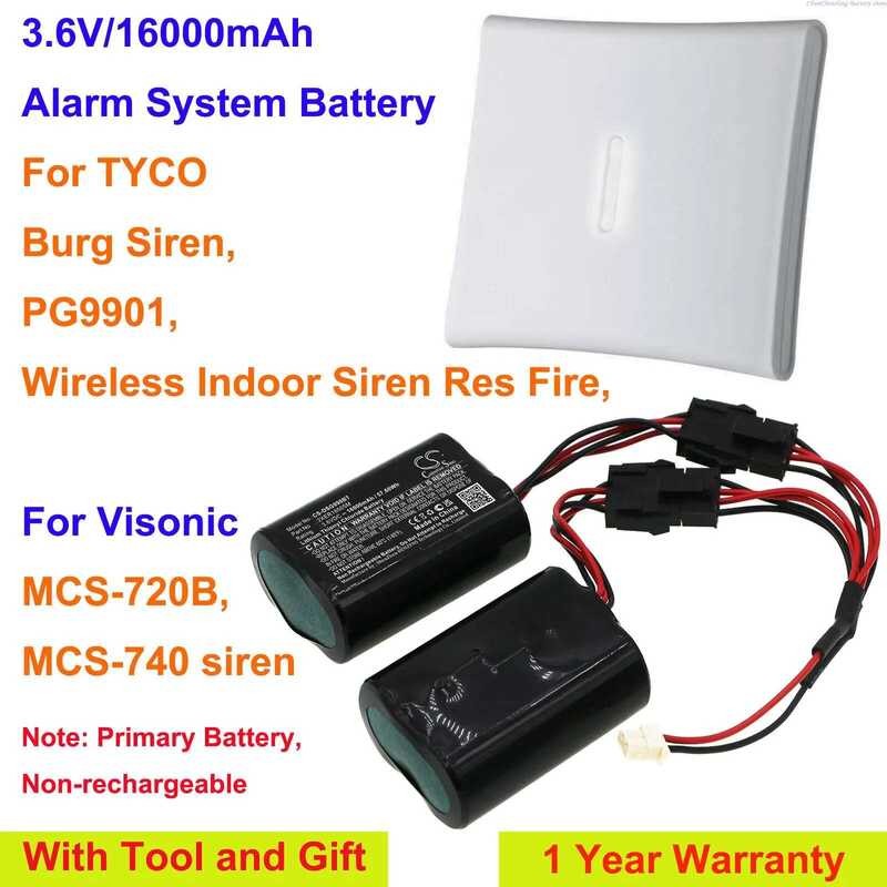 5 16000Mah Alarm System Battery For Visonic Mcs-720B, Mcs-740 Siren, Sr ...