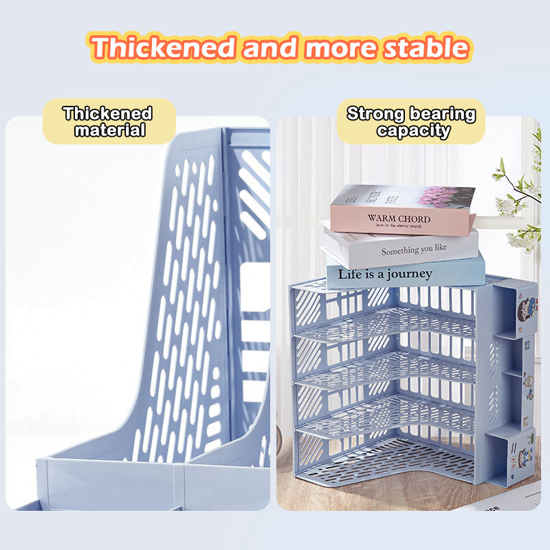 4 Column File Rack Holder Multifunctional Desk Organizers Book ...