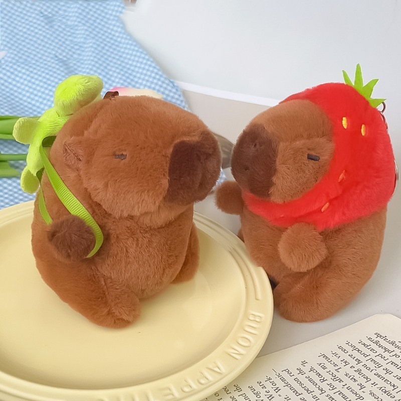 Pink Capybara Plush Toys - Cute Capibara Bag Pendant Keychain ...