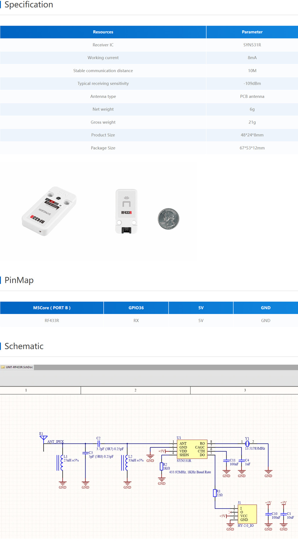 M5Stack Official RF UNIT 433MHz Receiver (SYN513R) | Shopee Philippines