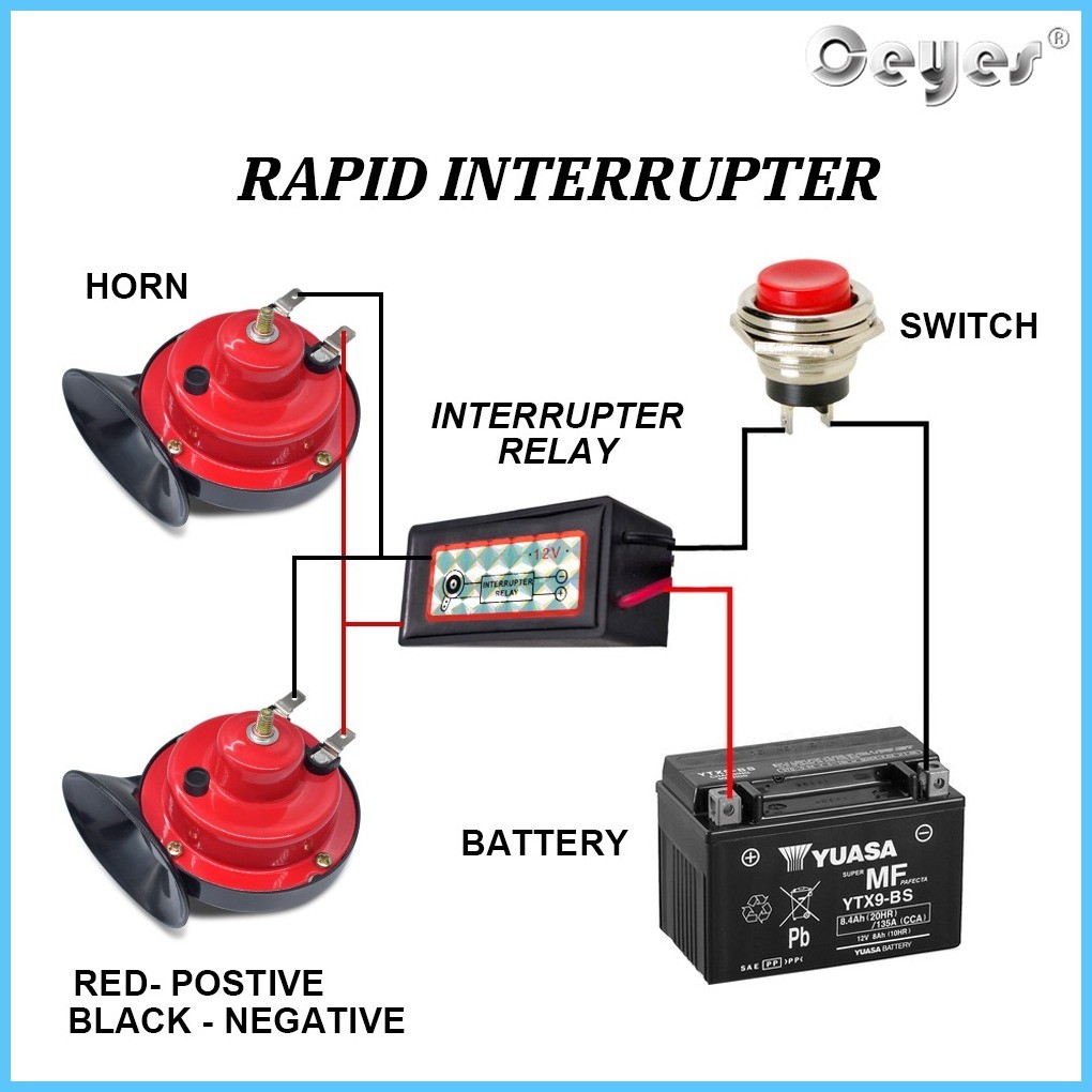 Ceyes Horn Relay Interrupter 12V Universal Horn Relay Rapid Back Fire ...