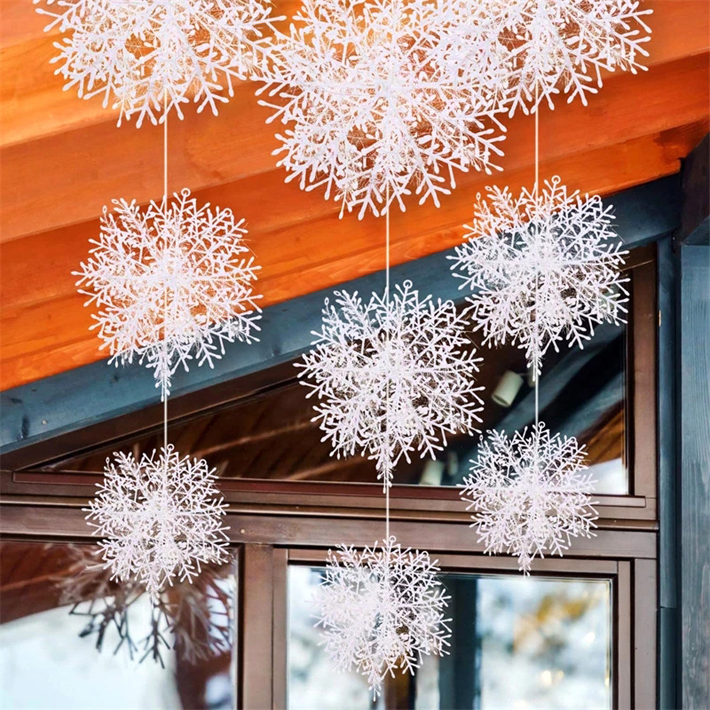 15Pcs White Christmas Snowflakes Hanging Fake Snowflake Xmas Tree ...