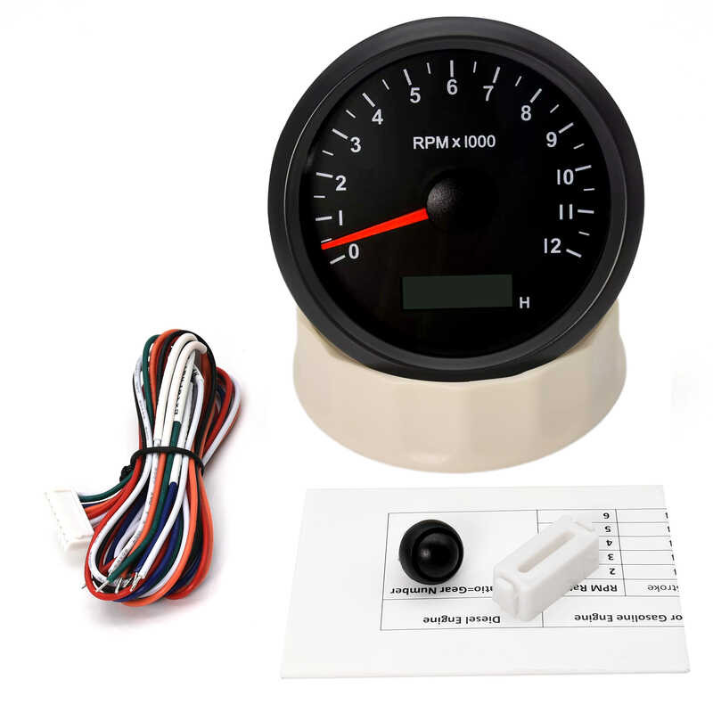 A00 85Mm Tachometer 0-12000 RPM LCD Hour Meter Universal For Car Motorcycle Marine F9a | Shopee ...