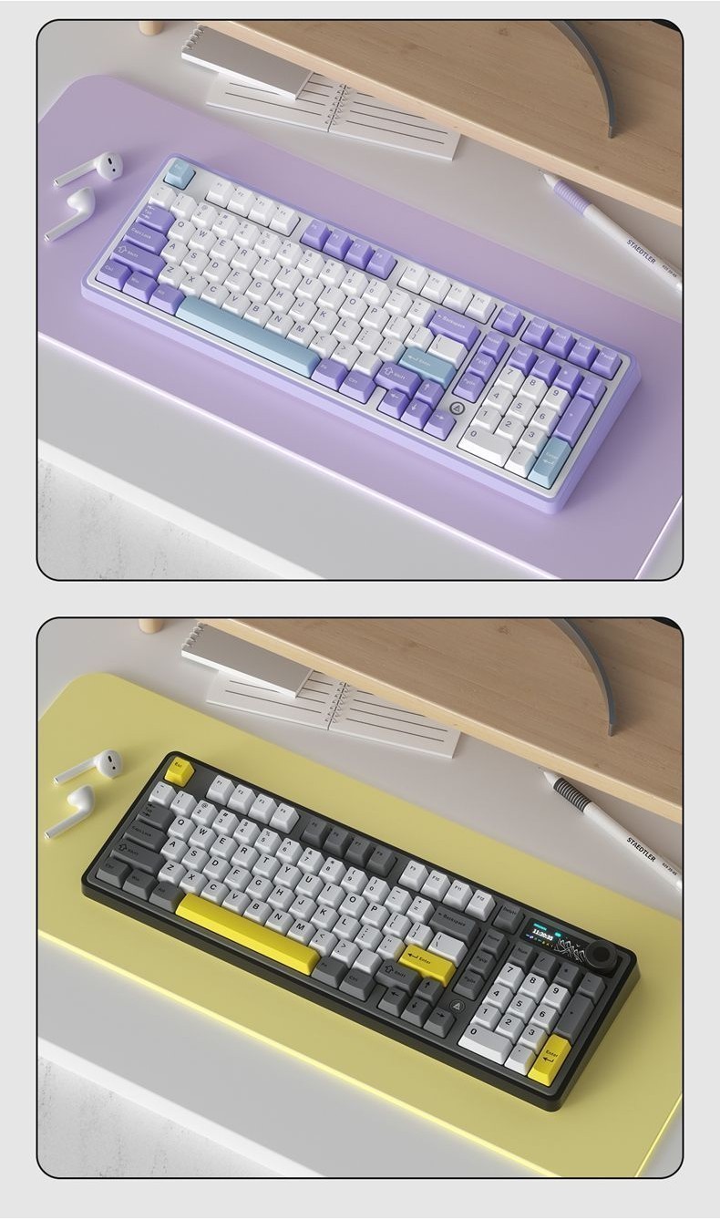 AJAZZ AK980 AK980v2 Mechanical Keyboard 2.4g Wireless Bluetooth Three ...