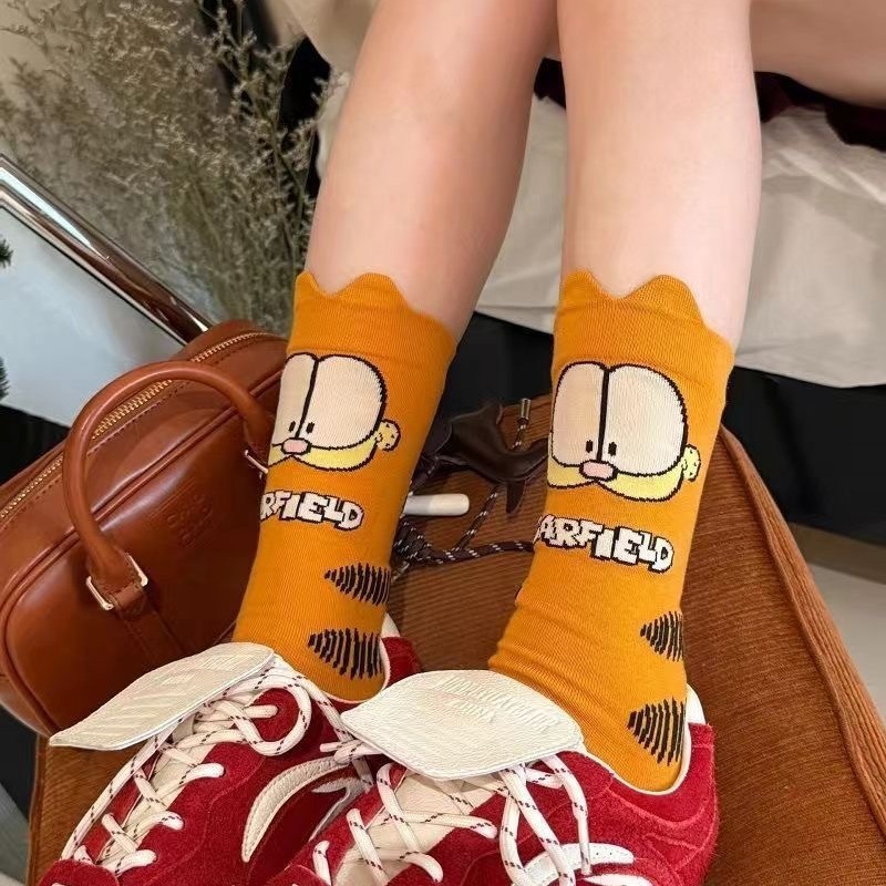 cartoon garfield socks for women autumn winter pile long socks funny ...