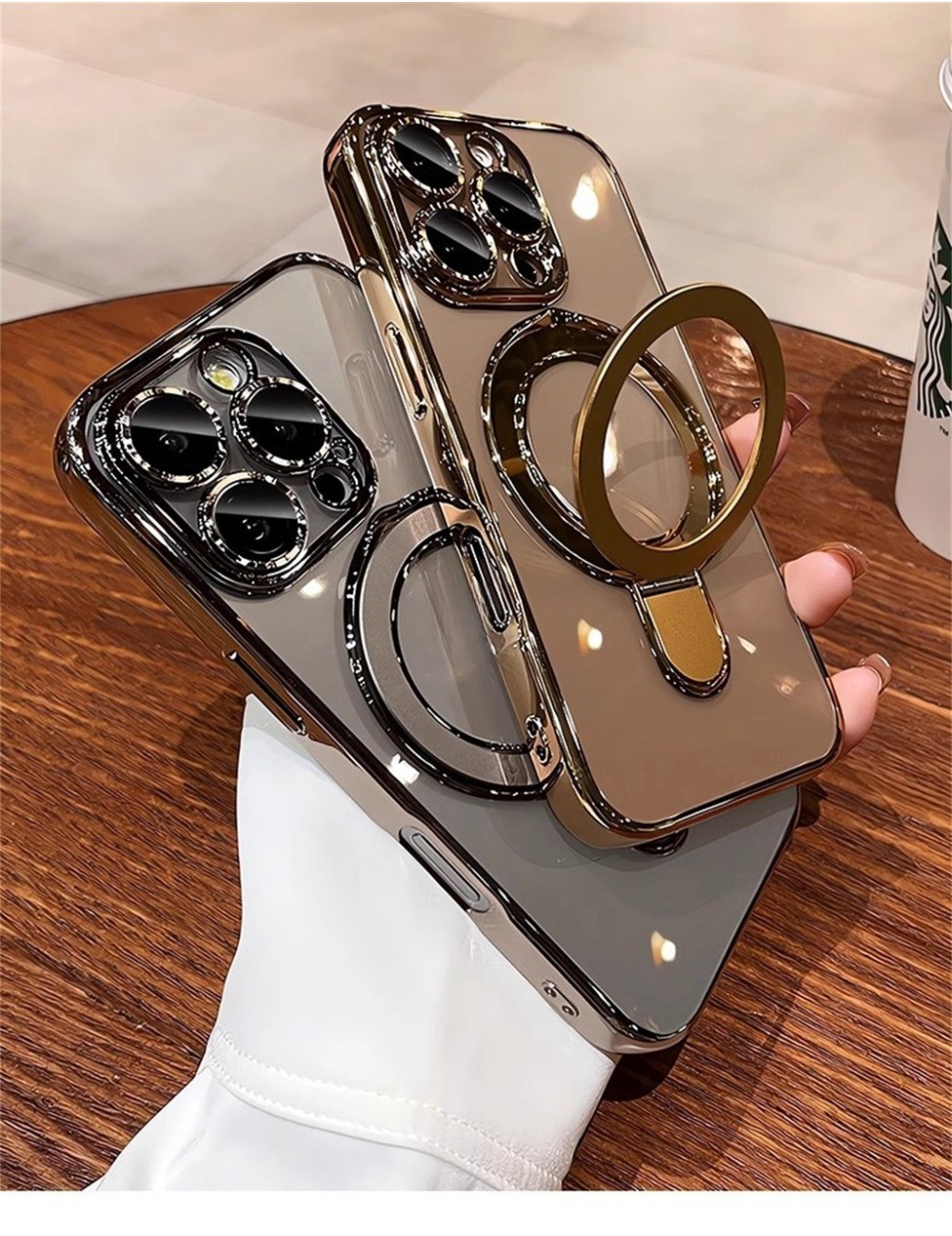 Desert Titanium Gold Built in Stand Magnetic Phone Case For iPhone 16 ...