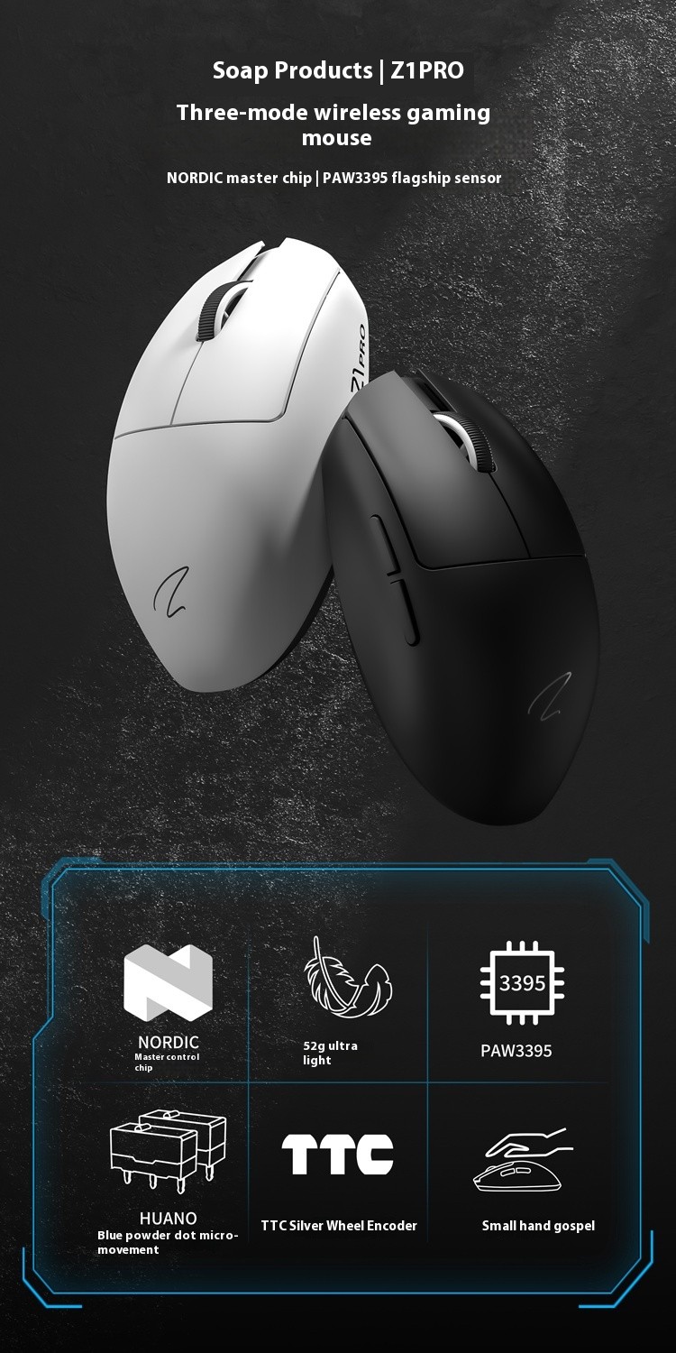 Zaopin Z1 Pro Wireless Mouse Tri-mode Paw3395 2.4g Nordic52840 Ergonomics Lightweight Customized ...