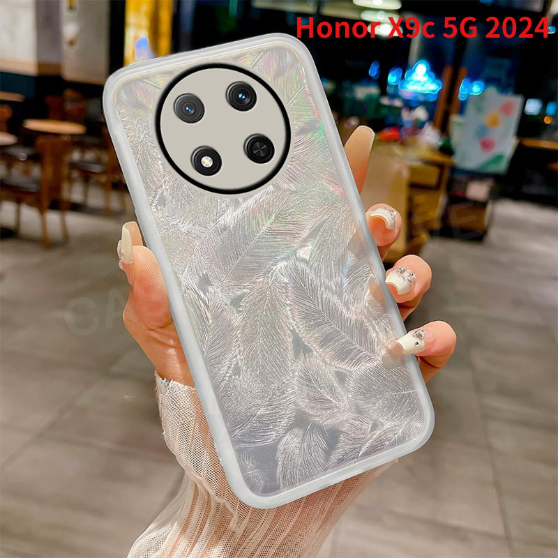 For Honor X9c 5G 2024 With Camera Protective Glitter Bling Feather ...