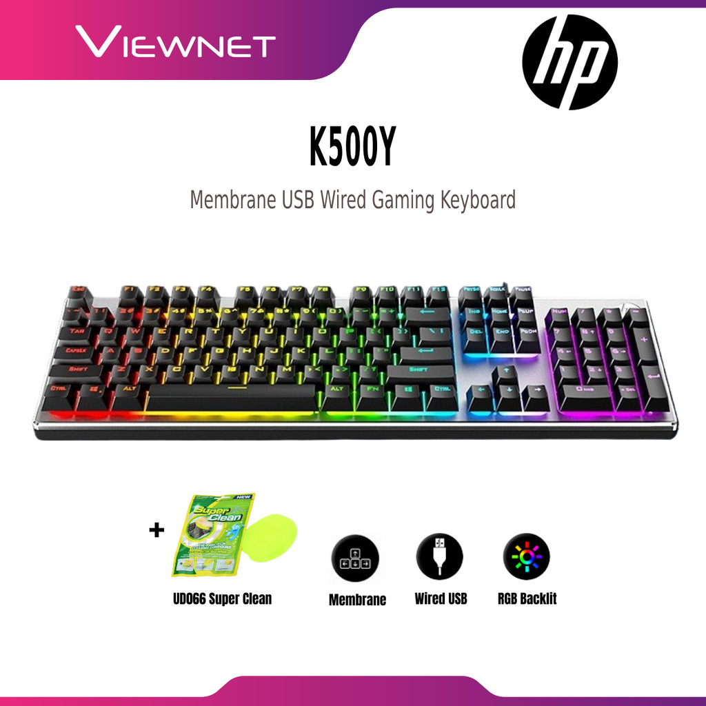 HP K500Y MEMBRANE USB WIRED GAMING KEYBOARD WITH LED BACKLIGHT ...