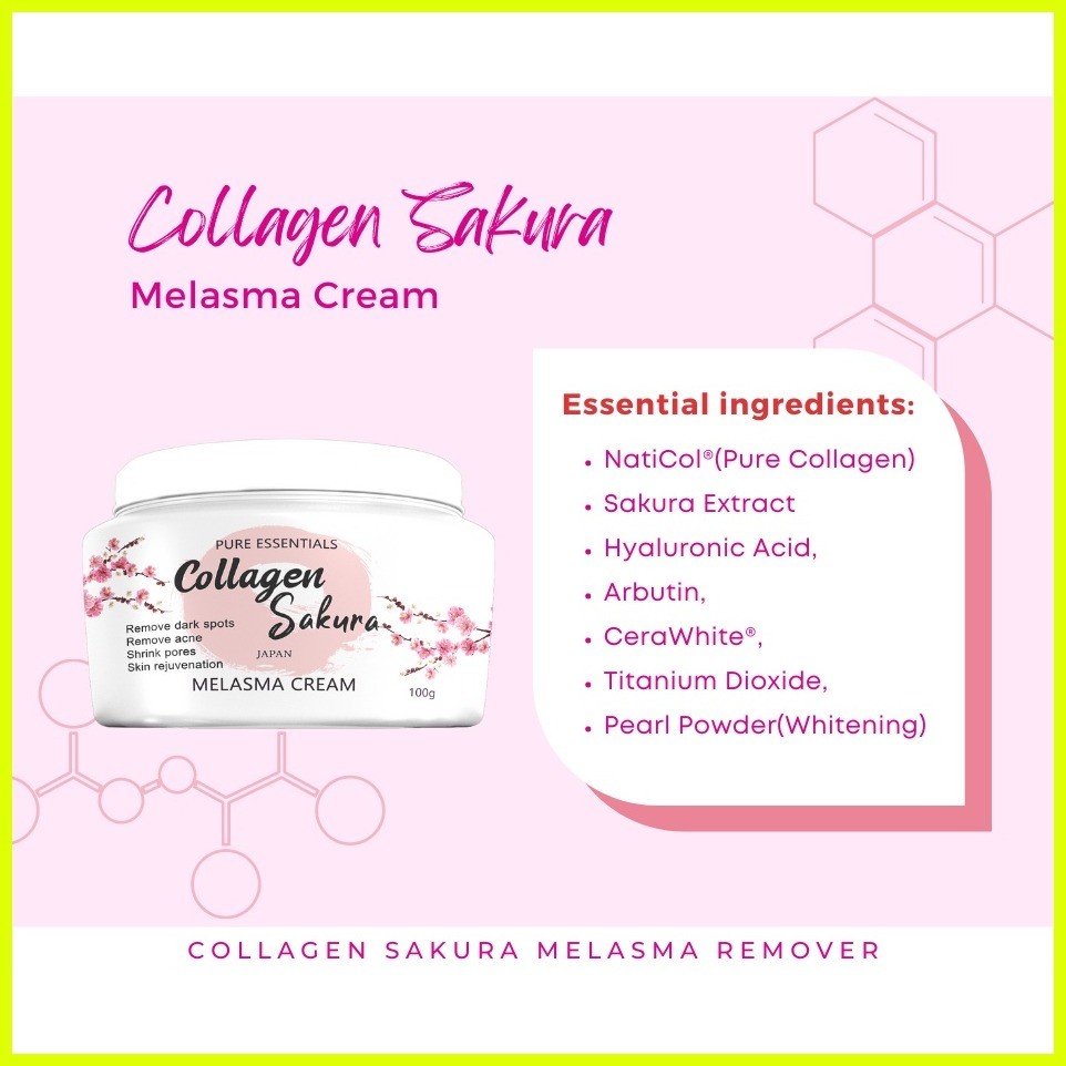 Collagen Sakura Melasma Cream 100g with Sunscreen for All Types of Skin ...