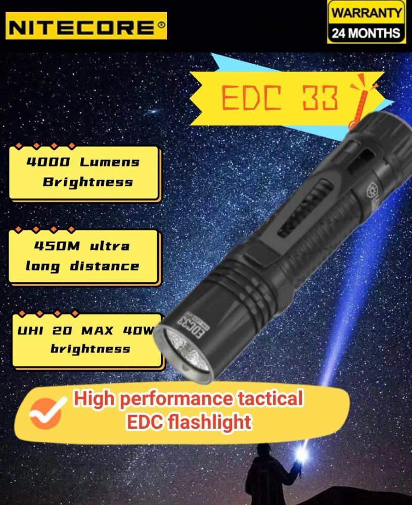 NITECORE EDC33 4000 Lumens USB-C Rechargeable EDC Torch Light Tactical ...