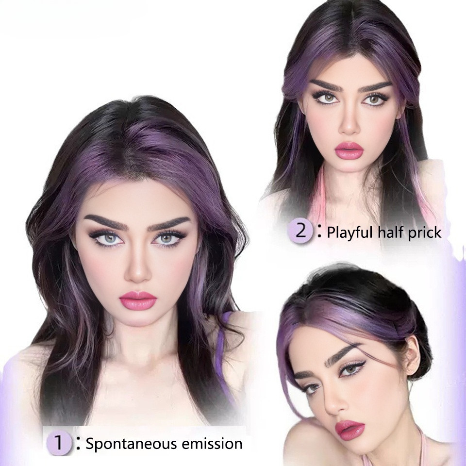 Mid cut bangs wig, hair extension and replacement block, highlight dyed ...