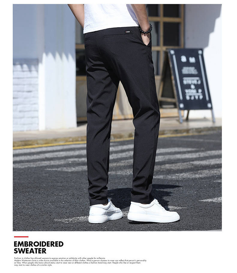 M-5XL Men's Plus Size Thin Slim Fit Casual Pants Korean Fashion Simple ...