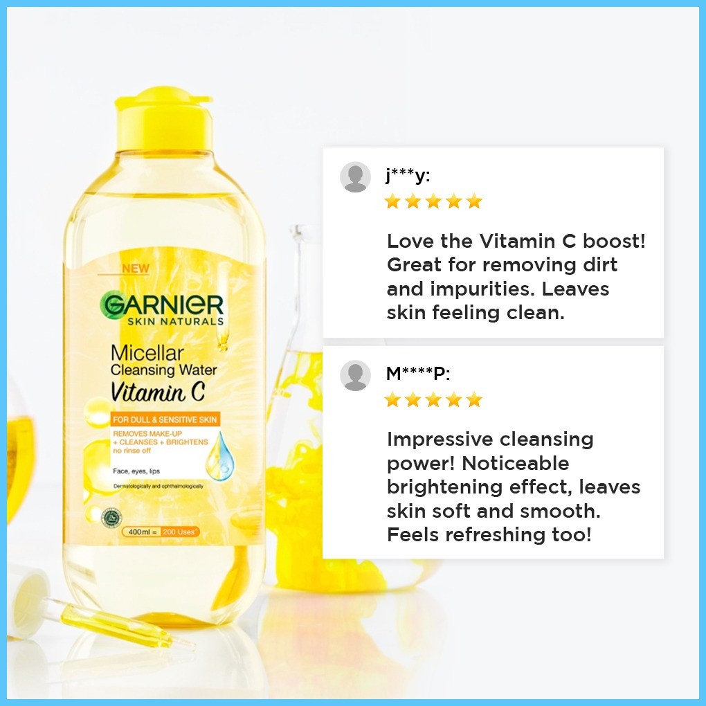 Garnier Vitamin C Micellar Water Make up Remover Facial Cleanser ...