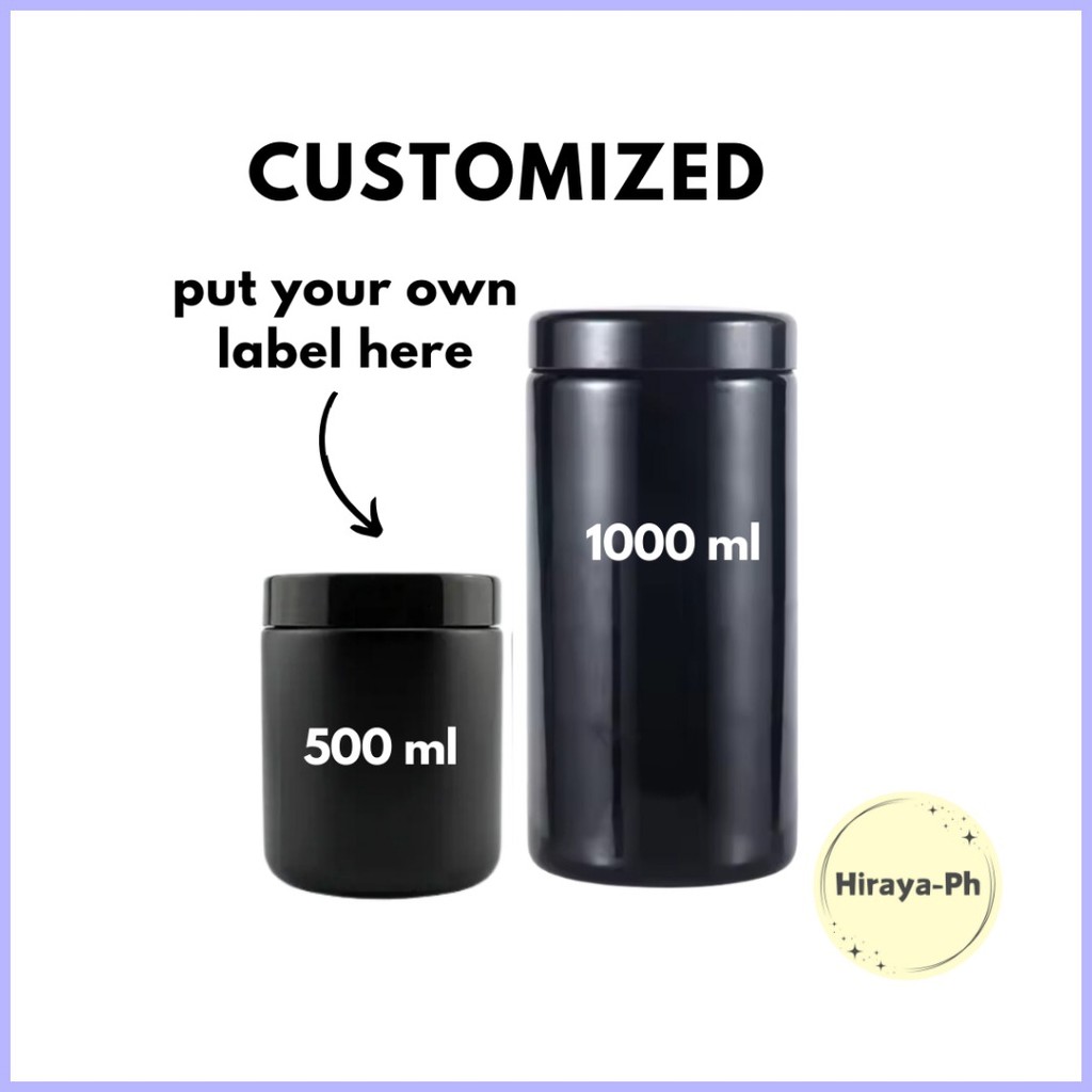 Hiraya Ph Black Plastic Canister Jar 500ml/1000ml for Coffee Sugar ...