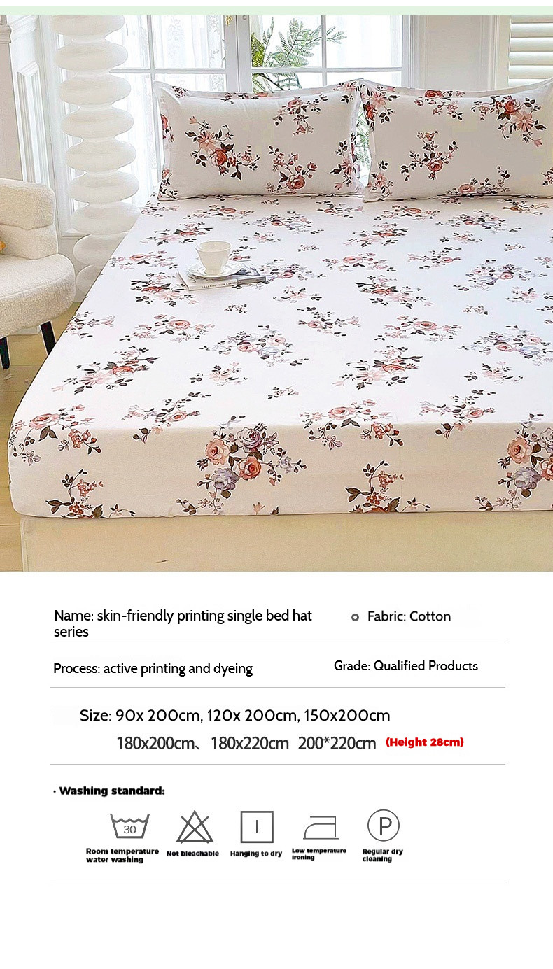 Canadian Cotton Bed sheet Floral Garterized Bedsheet With 2 pcs Pillow ...