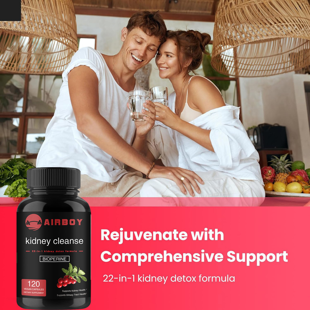 AIRBOY Cranberry Extract Capsules with Bioperine, 22-in-1 Kidney Detox ...