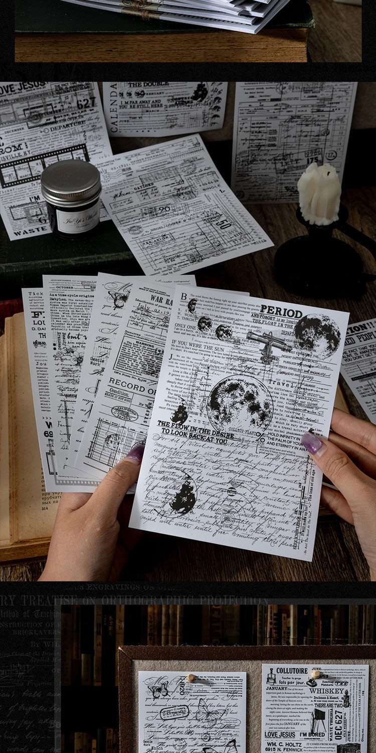 QOUZMO 10pcs/pack vintage junk journal collage paper material stickers ...