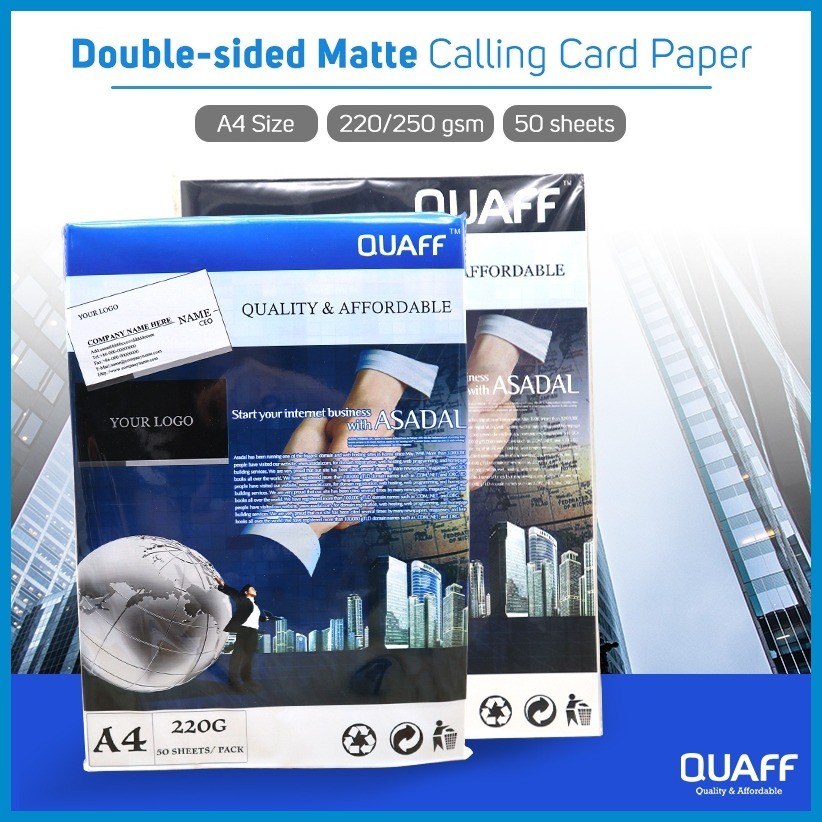 QUAFF Calling Card Paper A4 Size Matte & Glitter Double Sided Cardstock ...