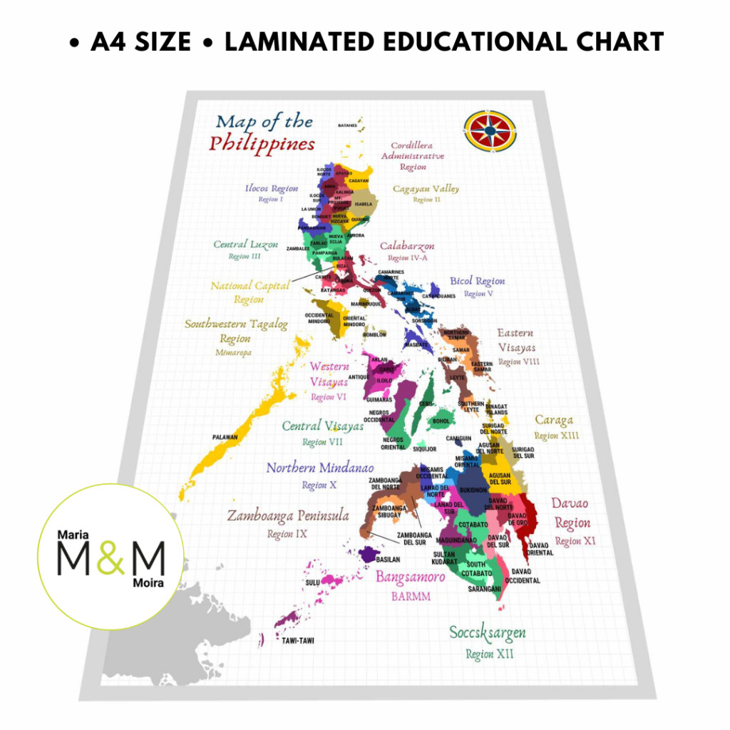 ⊖ ๑ ♞LAMINATED PHILIPPINE MAP CHARTS | A4 SIZE | EDUCATIONAL CHARTS ...