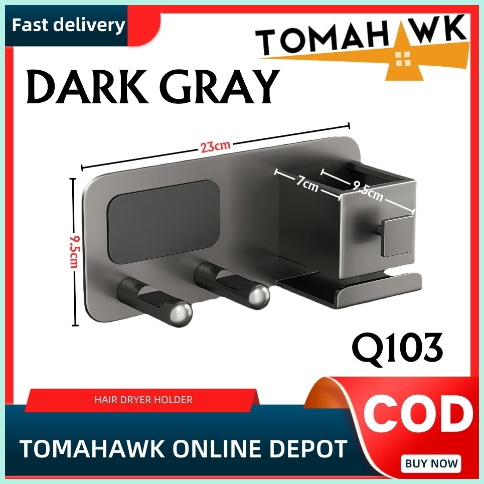 TOMAHAWK HAIR DRYER RACK HOLDER WALL MOUNTED WITH STORAGE FUNCTION ...