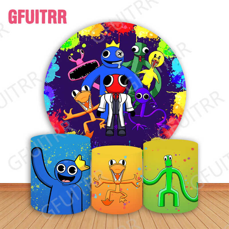 GFUITRR Rainbow Friends Round Backdrop Kids Birthday Party Cyder Baby ...