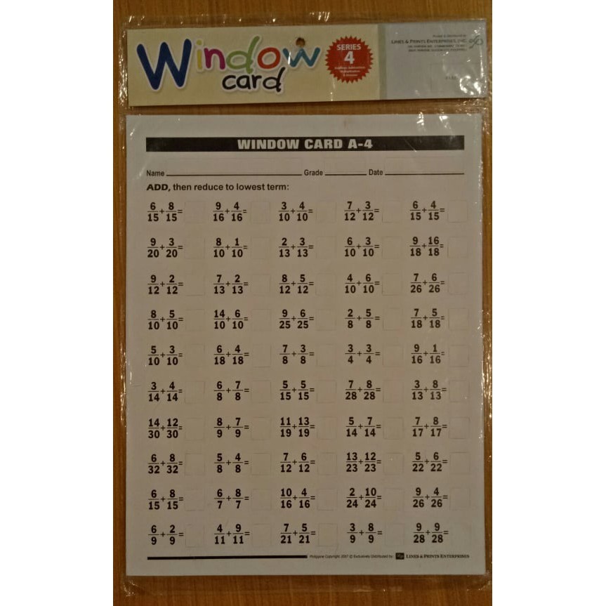in stock Math Window Card Series 4 (Addition, Subtraction ...