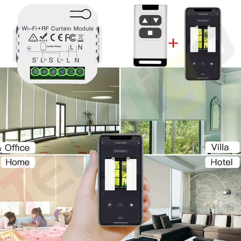 Wifi Tuya RF Smart Curtain Switch Bds Motor Roller Shutter Wireless ...