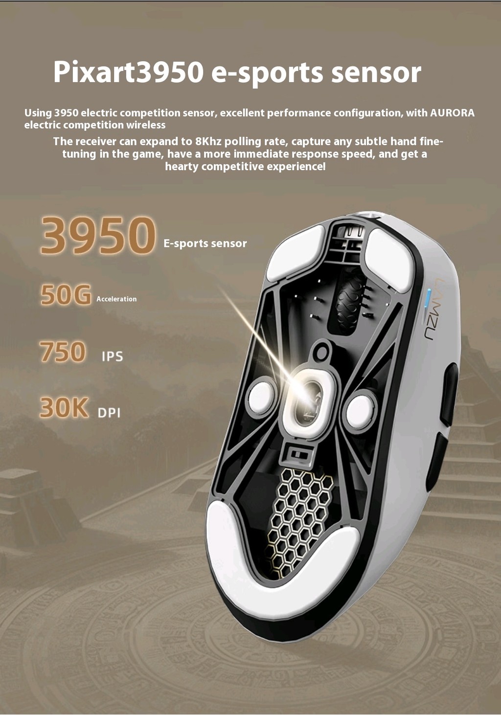 Lamzu Maya X Wireless Mouse Nordic 52840 Paw3950 8000Hz Lightweight ...
