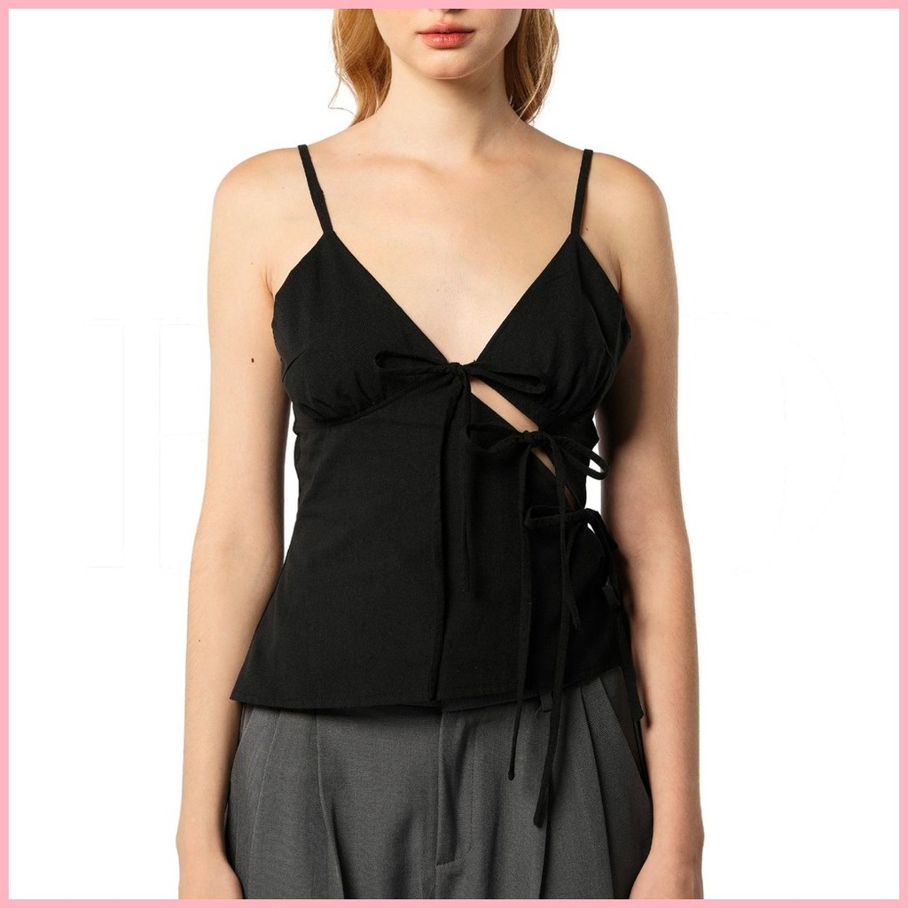 BSCO MULAN TOP SELF-TIE RIBBON LINEN | Shopee Philippines