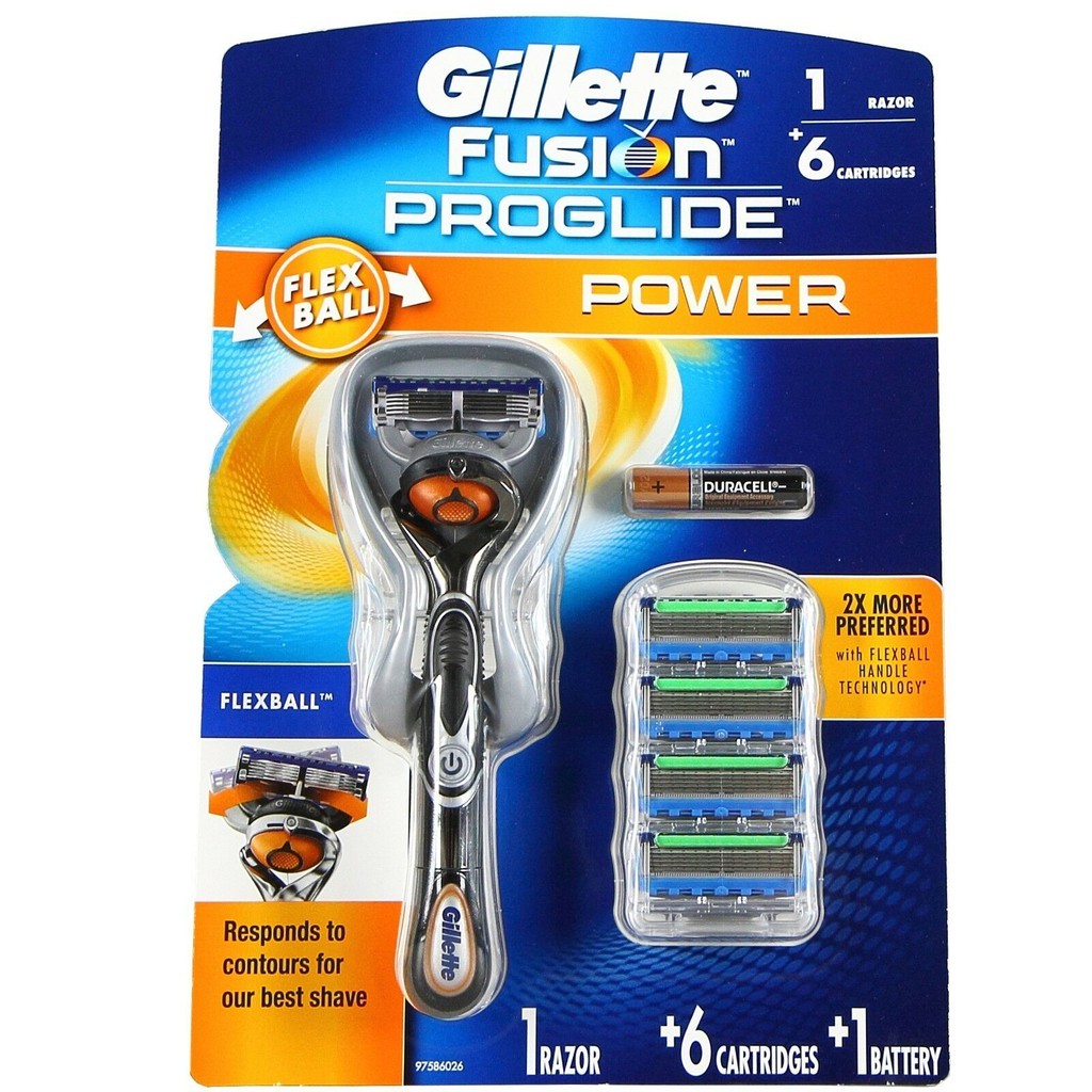 Gillette Fusion ProGlide Power Men's Razor with Flexball Handle plus 6 ...
