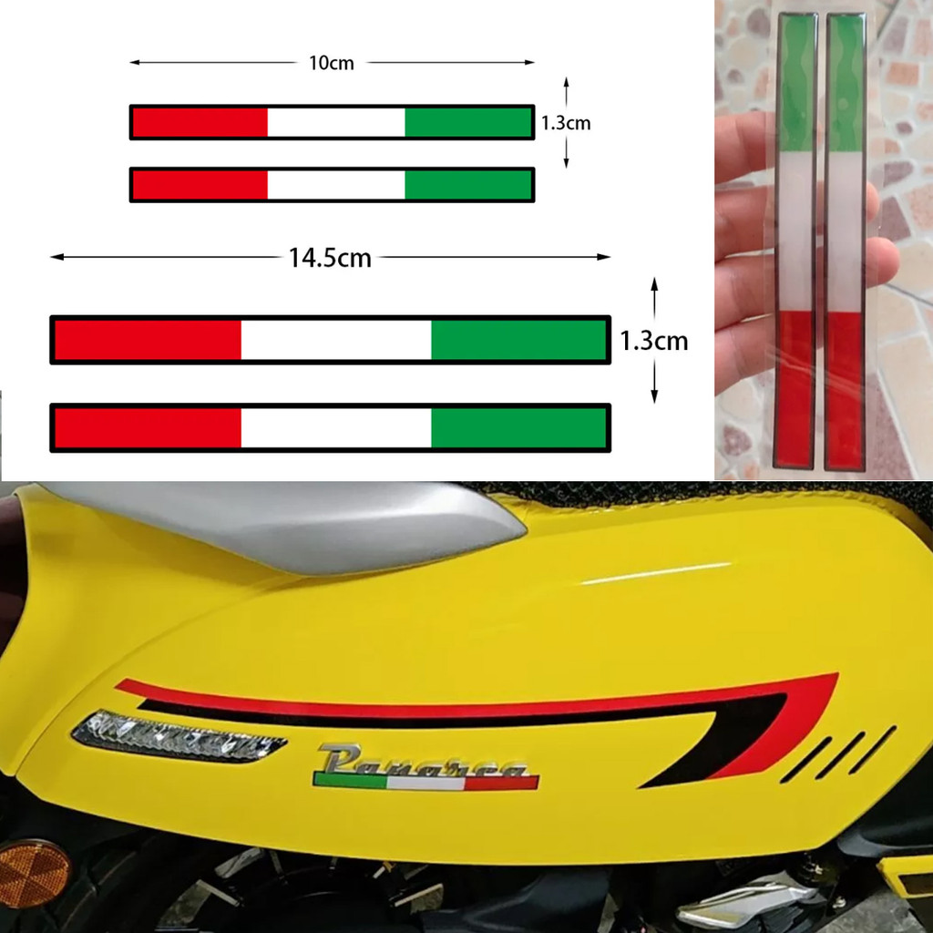 3D Resin Gel Italy Italian Flag Motorcycle Sticker Vespa Piaggio ...
